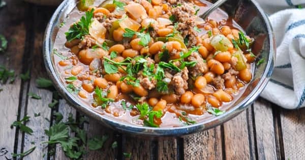 Slow Cooker Cowboy Pork and Beans with Ground Beef | Punchfork