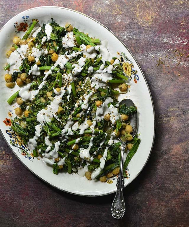 Braised Broccoli Rabe with Chickpeas, Za’atar, and Tahini Drizzle ...
