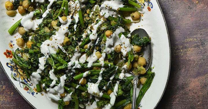 Braised Broccoli Rabe with Chickpeas, Za’atar, and Tahini Drizzle ...