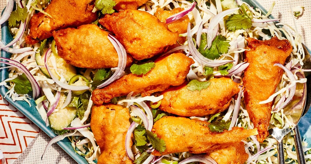 Masa Fried Chicken with Limey Cabbage Slaw | Punchfork