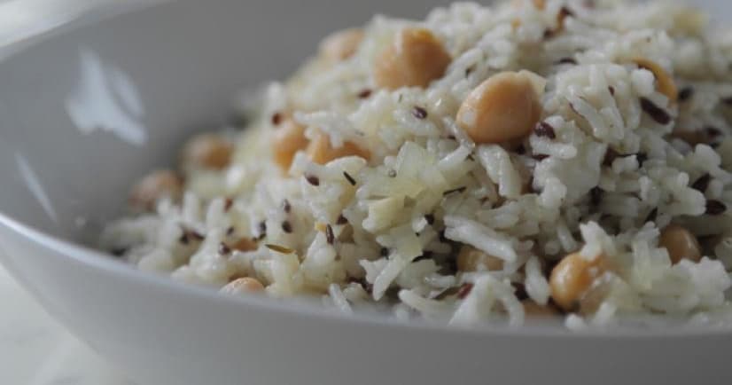 Basmati Rice with Flax Seeds and Garbanzo Beans | Punchfork