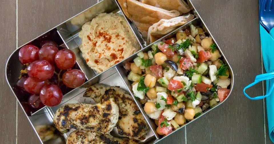 Cucumber Salad, Hummus & Pita Bento Box Lunch | Punchfork