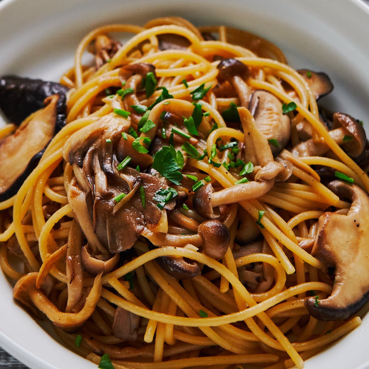 Butter Shoyu Pasta with Japanese Mushrooms | Punchfork