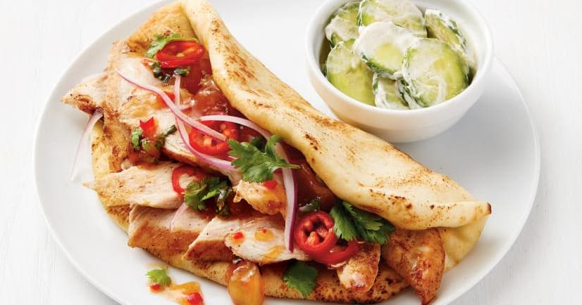 Spicy Chicken Naan Wraps | Punchfork