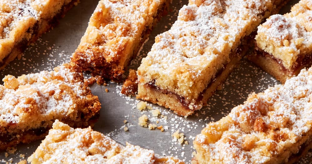 Grated Shortbread Bars with Rose Jam | Punchfork