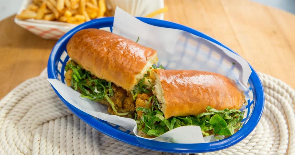 Buttermilk Fried Clam Roll with Spicy Pickle Dressing | Punchfork