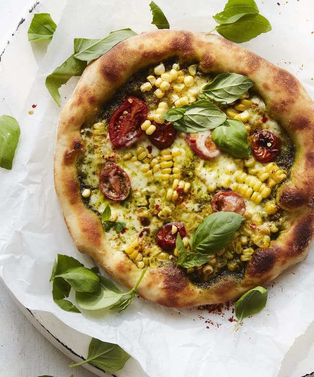 Sweet Corn and Basil Pizza | Punchfork