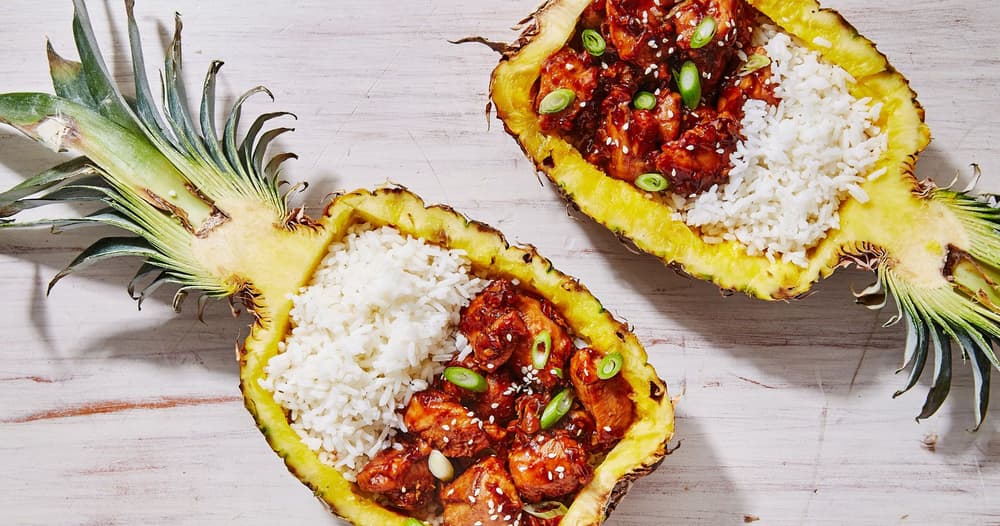 Chicken Teriyaki Pineapple Bowls | Punchfork