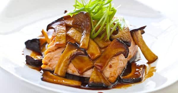 Teriyaki Mushroom Sauce with Grilled Salmon | Punchfork