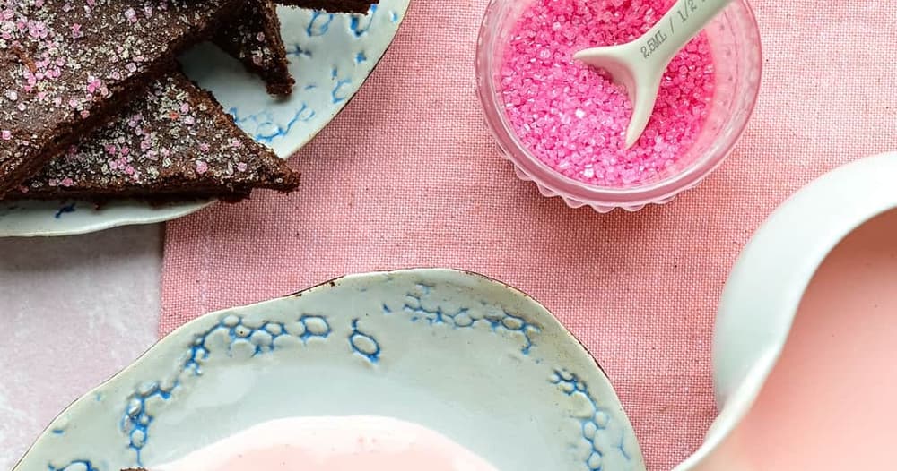 School Days Chocolate Concrete with Pink Custard | Punchfork