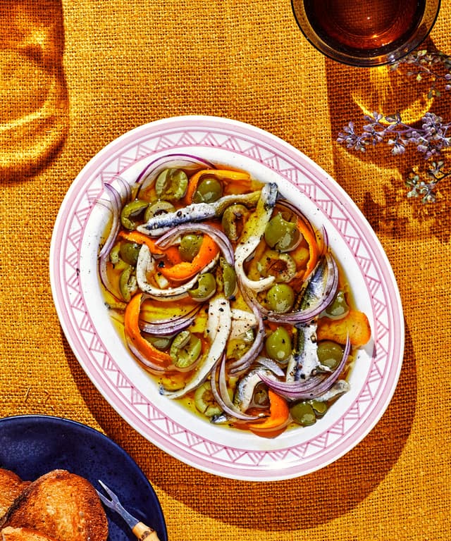 Boquerones with Green Olives and Orange | Punchfork