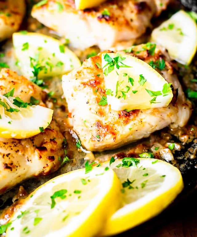 Broiled Cod with Lemon Butter Garlic Sauce | Punchfork