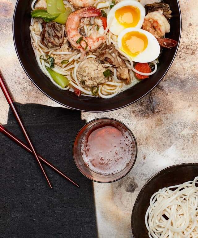 Sumo Stew (Chanko Nabe) with Shrimp, Meatballs, and Bok Choy | Punchfork