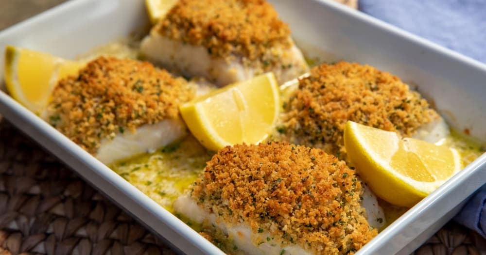 Baked Cod with Garlic and Herb Ritz Crumbs | Punchfork