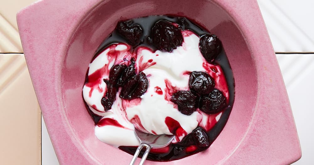 Cherry Compote with Honey Yogurt | Punchfork