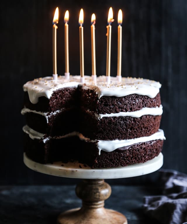 Ultimate Dark Chocolate Cake with Marshmallow Frosting | Punchfork
