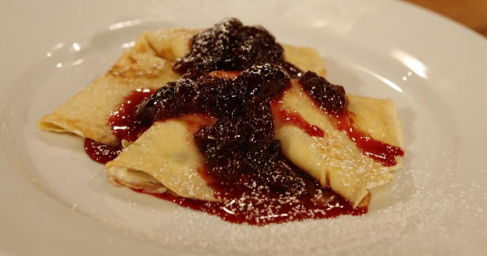 Flambeed Crepes with Mascarpone and Cherries | Punchfork