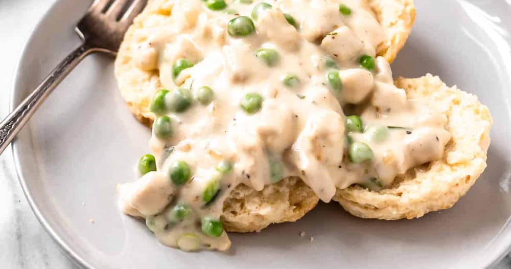 Creamed Chicken Over Biscuits | Punchfork