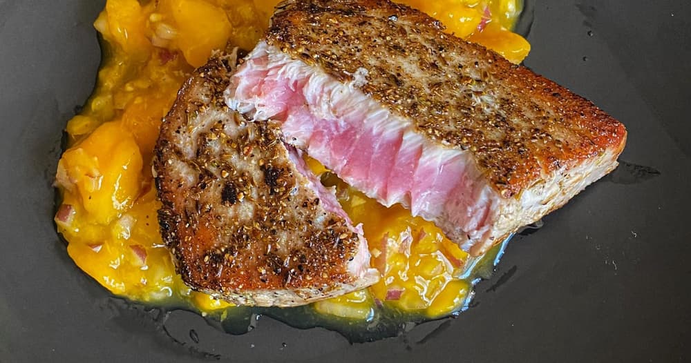 Yellowfin Tuna with Spicy Mango Salsa | Punchfork