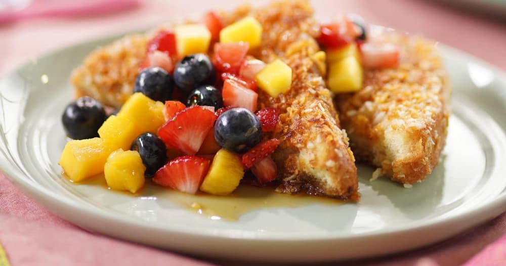 Sunny’s Coco-Nutty Crunchy Vacay French Toast | Punchfork