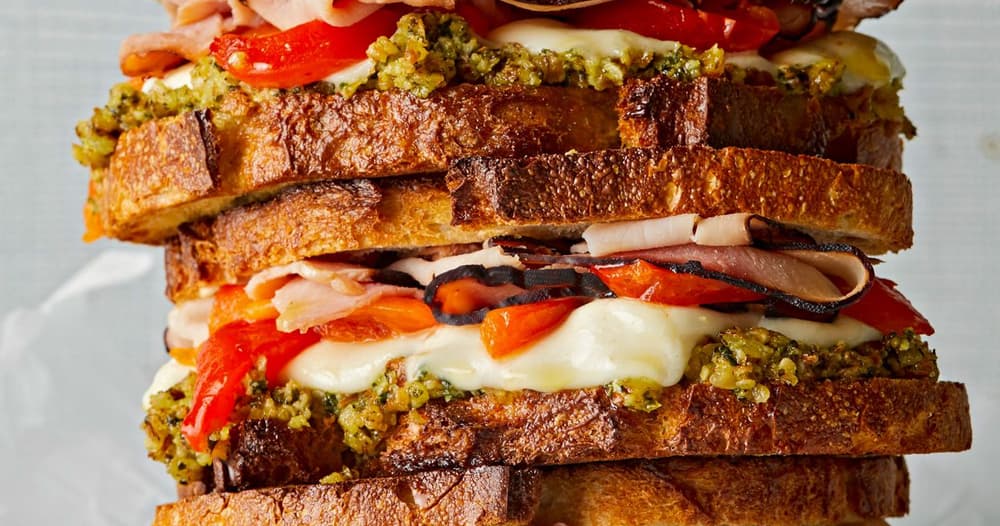 Mozzarella, Pesto & Ham Toasties | Punchfork