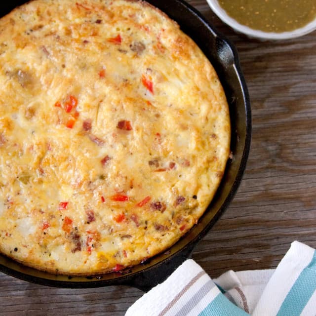 Meat Lovers Frittata with Salsa Verde | Punchfork