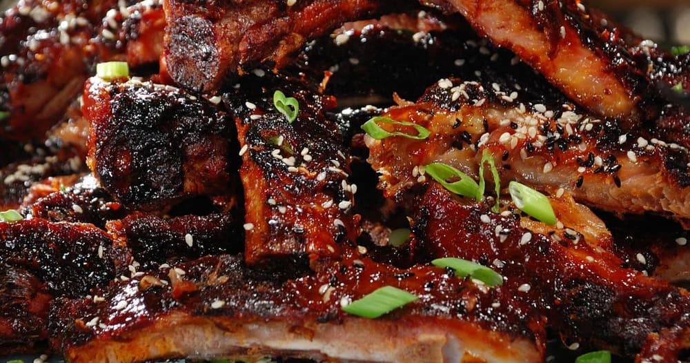 Asian Spice Rubbed Ribs with Pineapple-Ginger BBQ Sauce and Black and ...