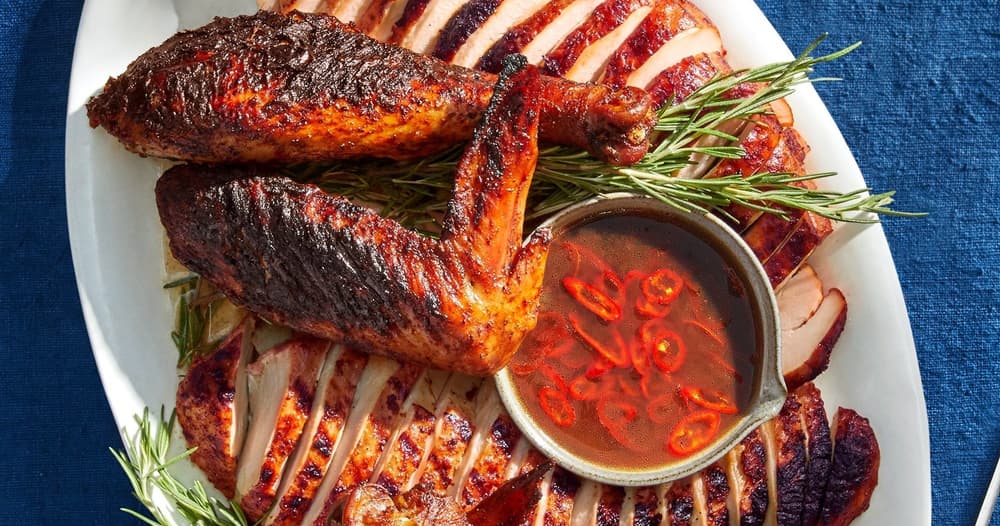 Grilled Vinegar Turkey with Chiles and Rosemary | Punchfork