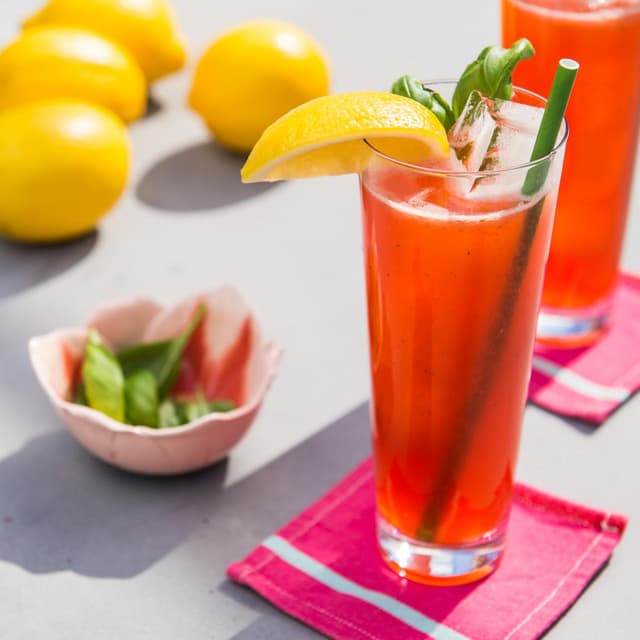 Rhuberry-Basil Pink Lemonade | Punchfork