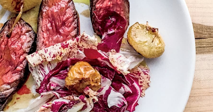 Seared Bavette Steak with Caramelized Cipolline Onions and Radicchio in ...