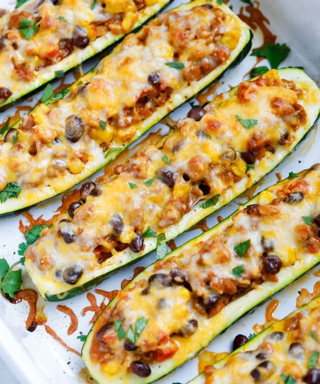 Baked Stuffed Zucchini Boats | Punchfork