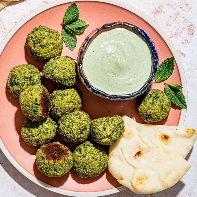 Baked Falafel Bites with Spicy Tahini Dip | Punchfork