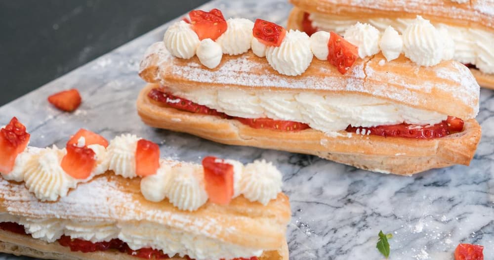 Strawberries and Cream Eclairs | Punchfork