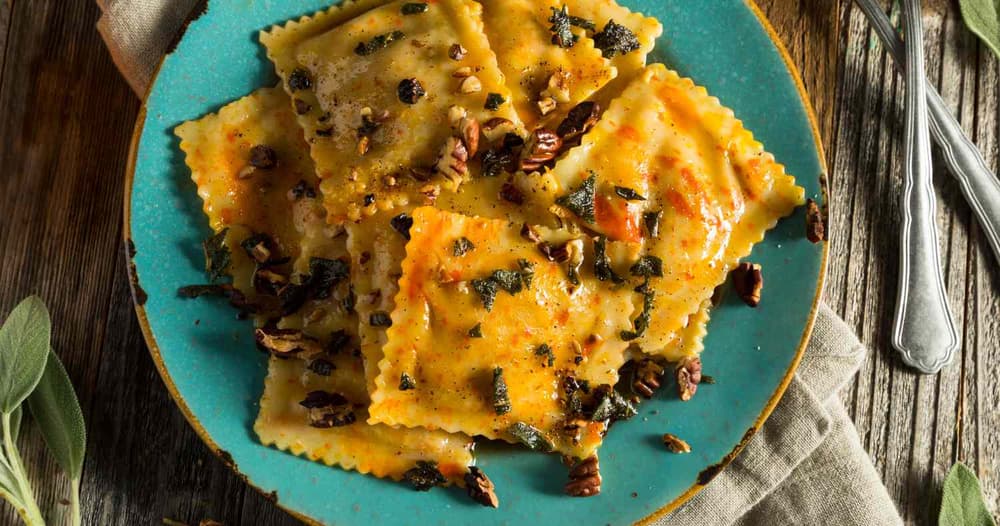 Sweet Potato Ravioli with Brown Butter Pecan Sauce | Punchfork
