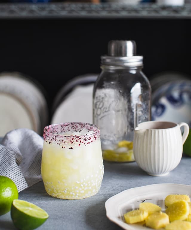 Ginger Margarita with Hibiscus Salt Rim | Punchfork