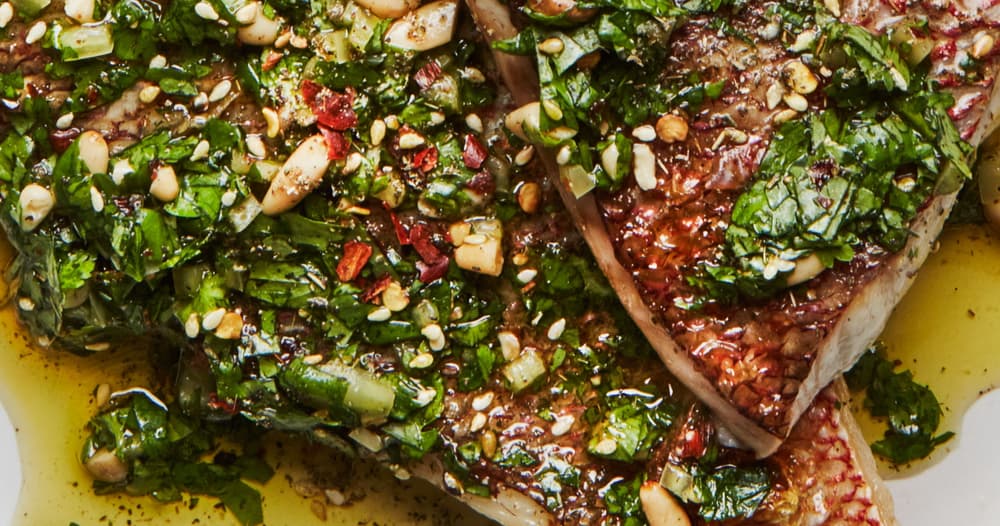 Broiled Red Snapper with Za'atar Salsa Verde | Punchfork