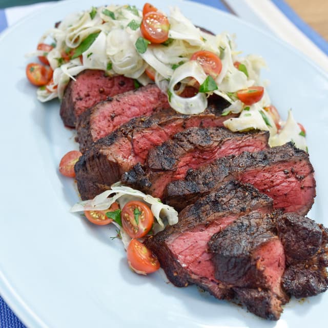 Sunny's Easy Grilled London Broil with Tomato and Fennel Salad | Punchfork