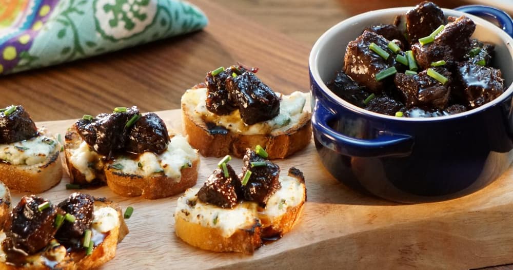Glazed Short Rib Crostini Stack | Punchfork