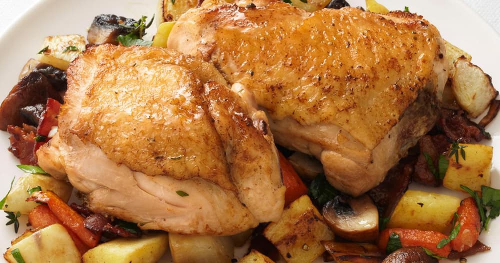 Chicken Thighs with Root Vegetable Hash | Punchfork