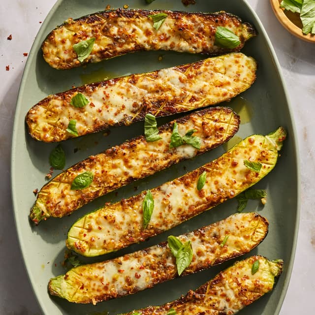 Cheesy Garlic Zucchini Steaks | Punchfork