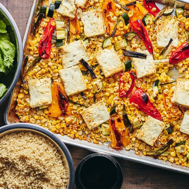 Sheet Pan Baked Feta with Summer Vegetables | Punchfork