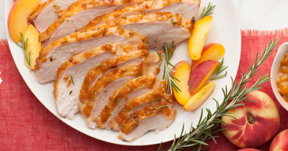 Roasted Turkey Breast with Peach Rosemary Glaze | Punchfork