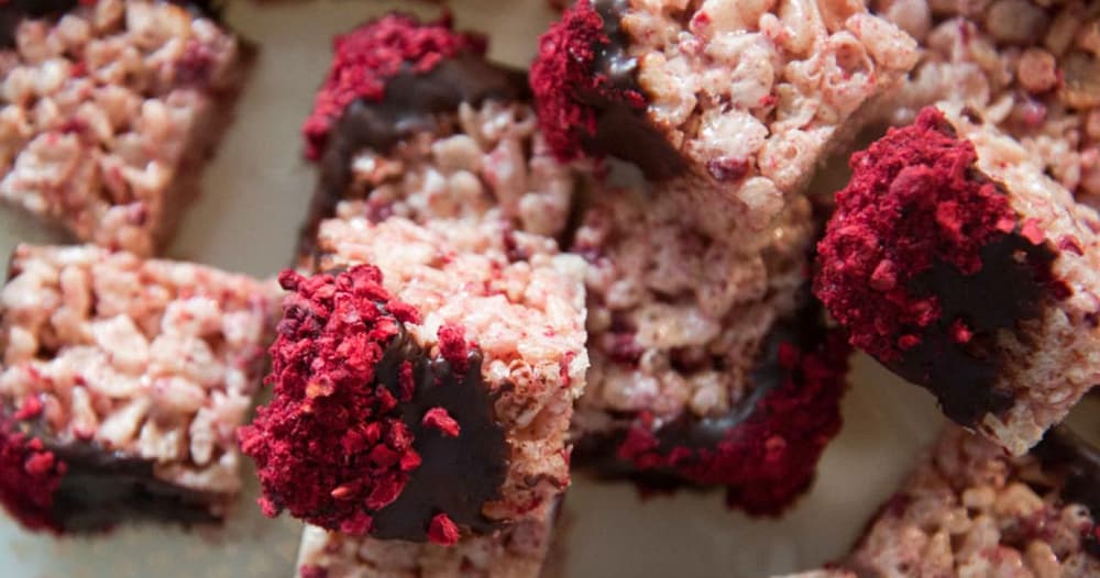 Chocolate Raspberry Rice Cereal Treats | Punchfork