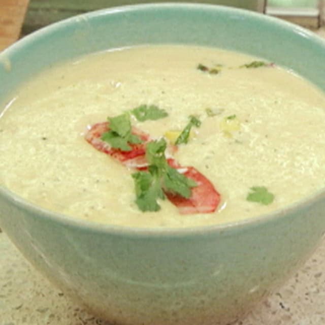 Lobster and Green Chile Chowder with Roasted Corn-Green Chile Relish | Punchfork