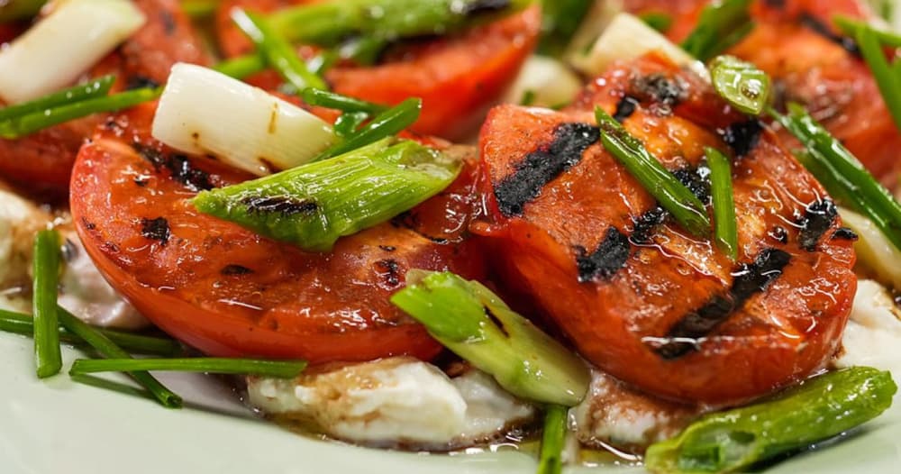 Grilled Tomatoes with Scallions, Chives and Ricotta | Punchfork