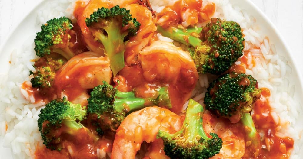 Chili-Garlic Shrimp Stir-Fry with Ginger Rice | Punchfork