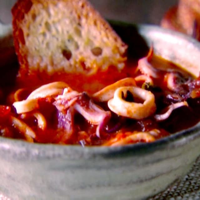 Calamari Stew with Garlic Toast | Punchfork