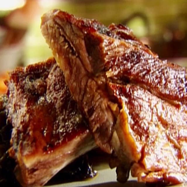 Baby Back Ribs and Young Collards Braised in Apple Juice | Punchfork