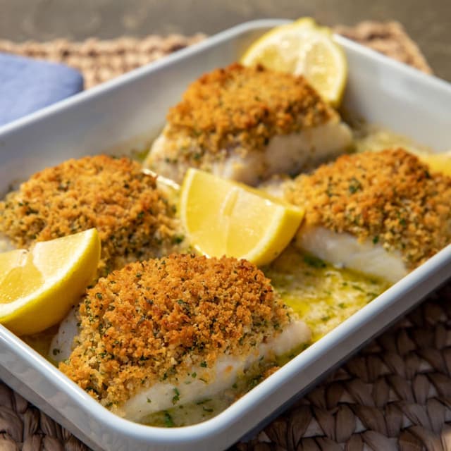 Baked Cod with Garlic and Herb Ritz Crumbs | Punchfork