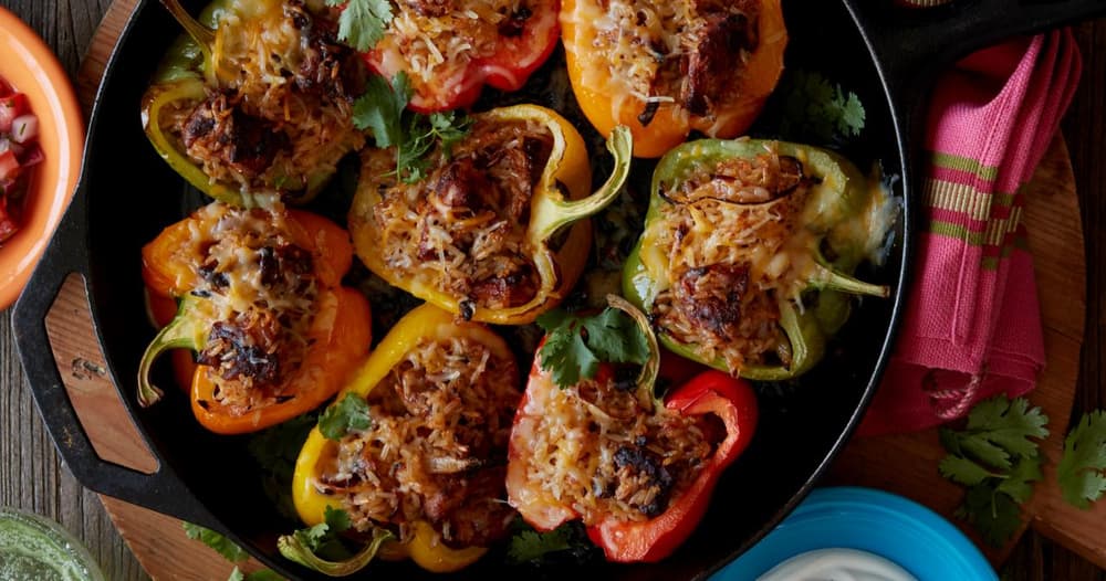 Healthy Chicken Fajita Stuffed Peppers | Punchfork